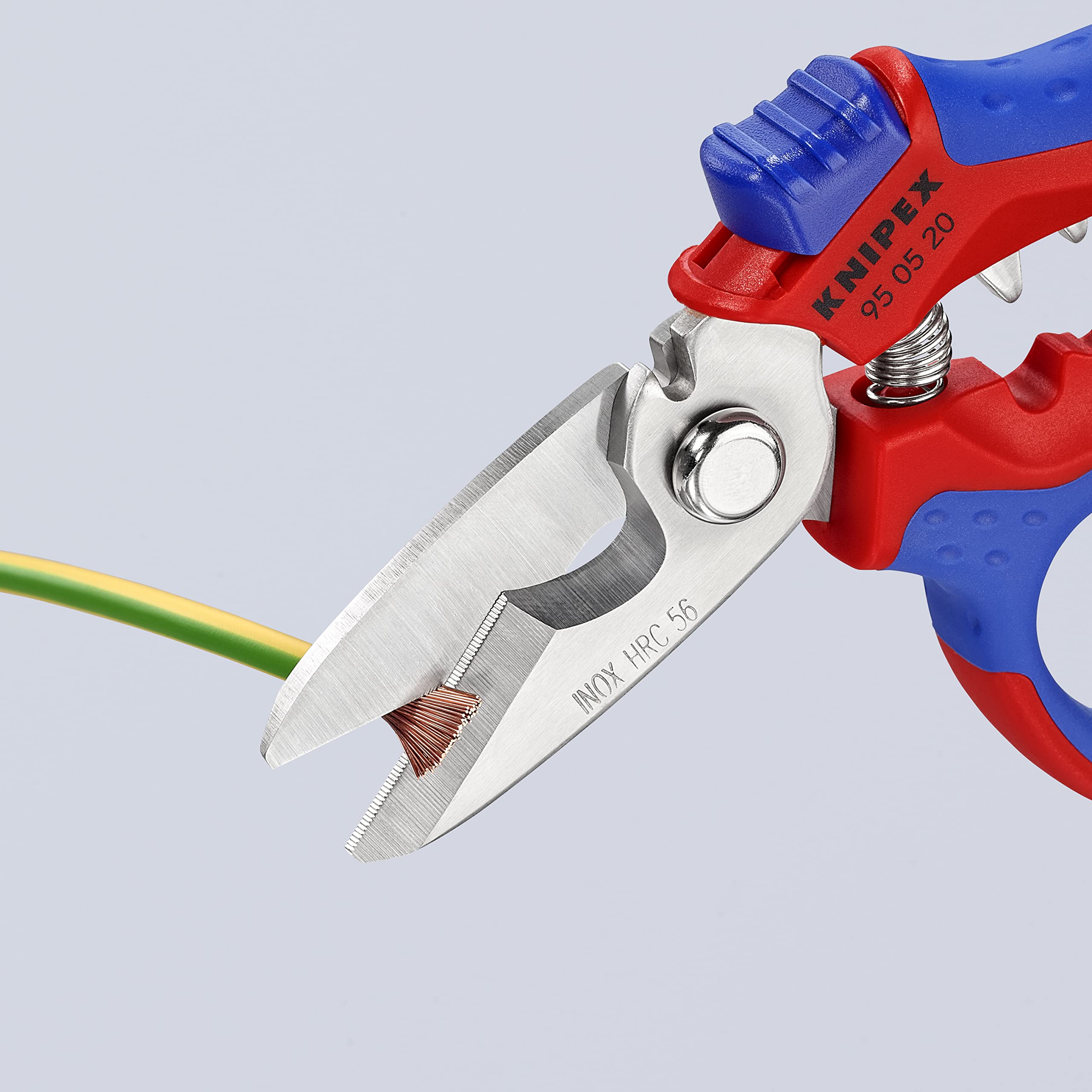 KNIPEX Tools Stainless steel 95 05 20 US Angled Electricians' Shears, 6-1/4", Red/Blue