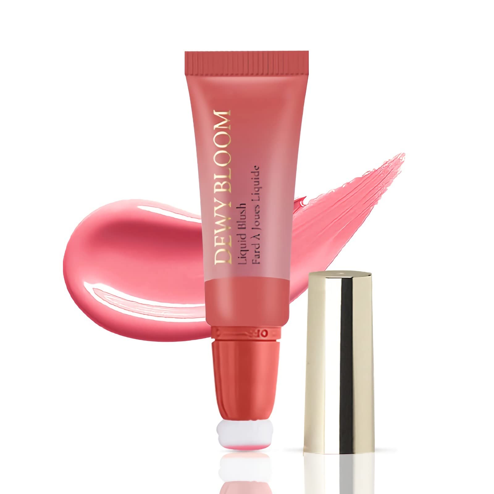 Makeup Liquid Blush Beauty Wand, Soft Cream Blush Stick for Cheeks & Lips with Cushion Applicator, Natural-looking Cheek Tint Blush Dewy Finish, Long-wearing, Weightless Easily Blendable Blush Liquid (103 Rosa)