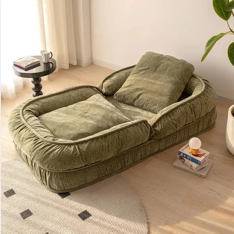 Mekelin Upgraded Foldable Lazy Sofa Bed - Adjustable Cozy Tatami for Living Room, Bedroom, Backyard, Balcony & Bay Window, Green