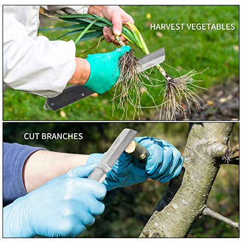 Linsen-outdoor Black Handle Pruning Knife,Grafting Knife, Stainless Steel Garden Budding Knife, Folding Pocket Knife for Grafting Multi Cutting Tool, Weed Bushes Branches Mushroom Diggig Knife