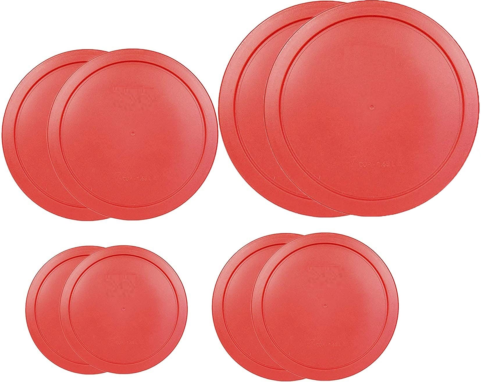 Klareware 1 Cup Green 2 Cup Orange 4 cup Blue 7 Cup Red Round Plastic Food Storage Replacement Lids Covers for Klareware Anchor Hocking and Pyrex Glass Bowls (Container not Included) (Multi 8 Pack)