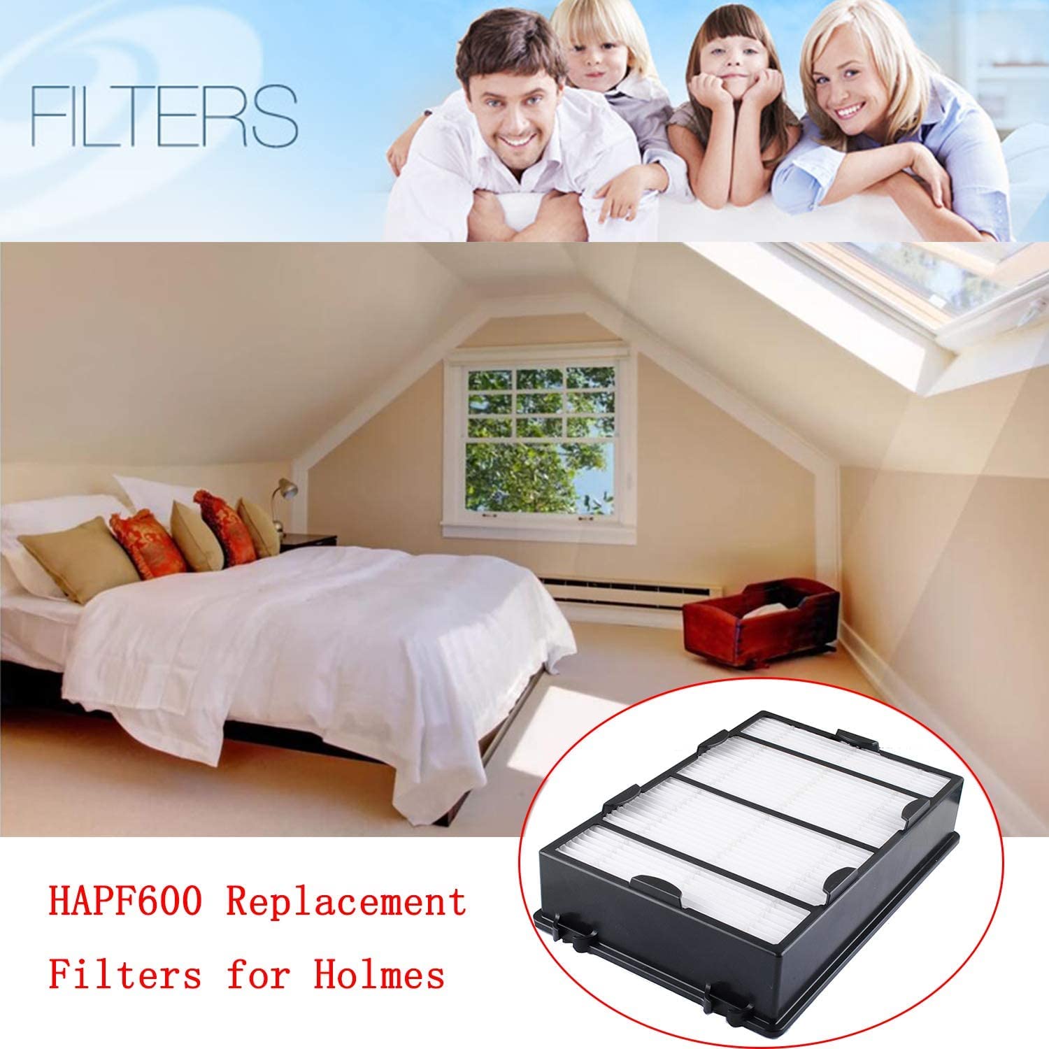 HAPF600 True HEPA Filter 3 Pack Compatiable with Holmes B Filter - Replace for HAPF600D HAP615 HAP625 HAP650 HAP675RC HAP725 HAP750 HAP1625 HAP1650 HAP1725 HAP1750