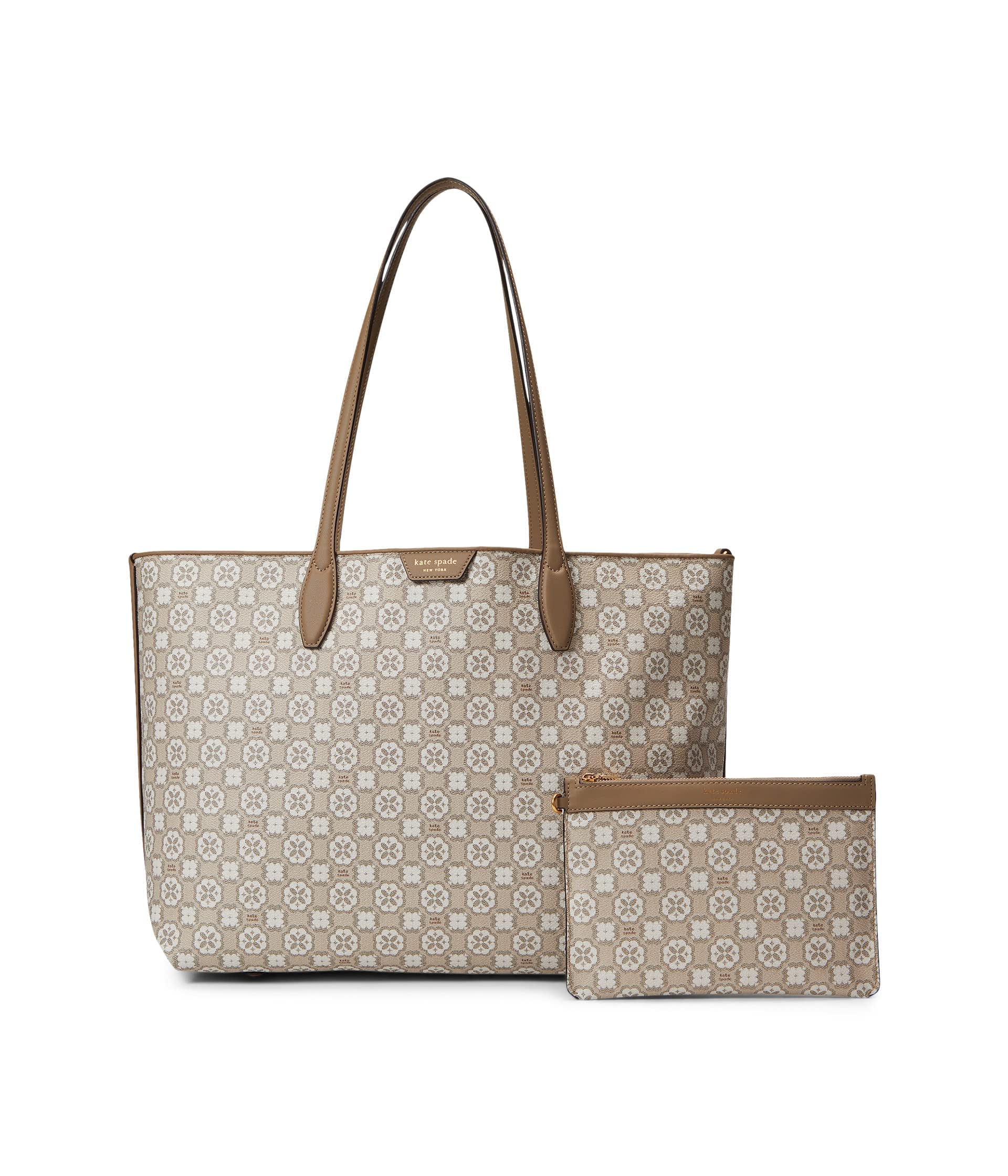 Kate Spade New York Spade Flower Monogram Coated Canvas Sutton Medium Tote Natural Multi One Size