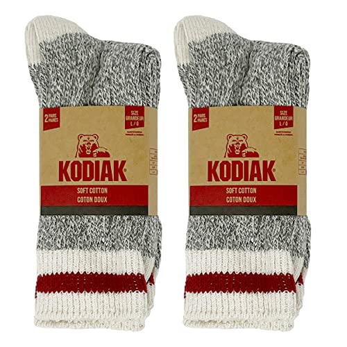 Kodiak Kid's Heritage Stripe Classic Hiking Boot Camp Sock, 4 Pairs, Red Stripe, Size 7-9