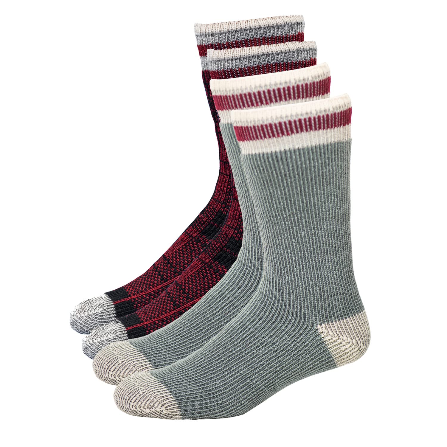 Kodiak Men Thermal Crew Warm Outdoor Socks with Thick Brushed Cushioning, 2 Pairs, Size 7-12