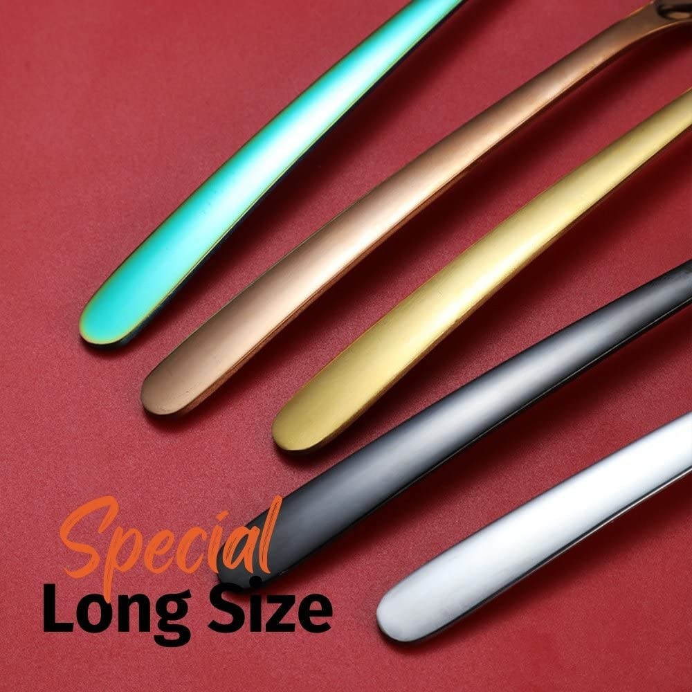 KAISHANE 4-Pack Stainless Steel Sporks 18/10, 6.06-Inch, Multifunctional Utensil for Kids & Home, Colorful Ice Cream Spoon, Salad Fork, Fruit & Dessert Serving, Easy-to-Clean
