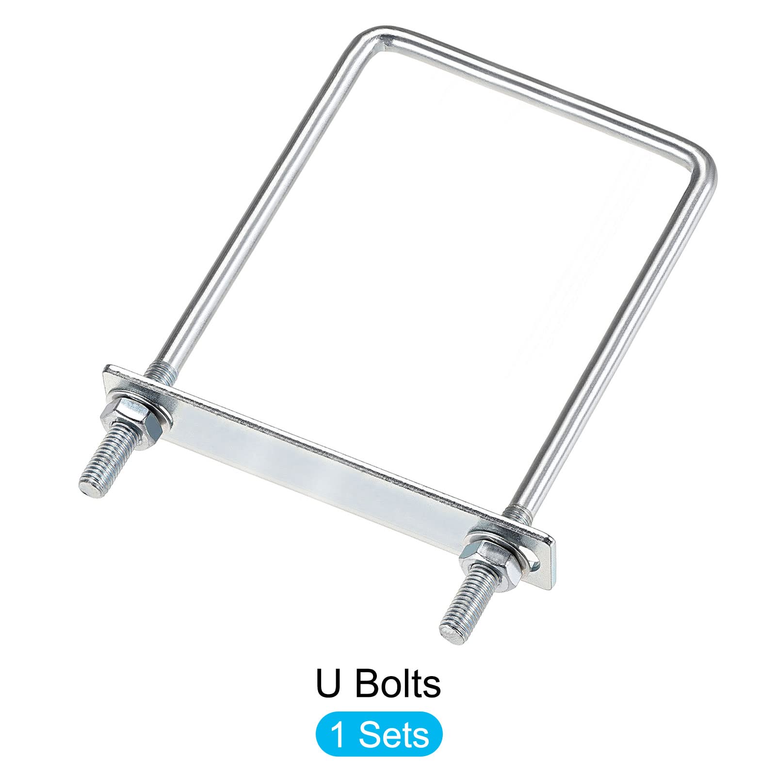 METALLIXITY U Bolts (M8x90x180mm), Square U Bolt Carbon Steel with Accessories - for Construction, Pipe