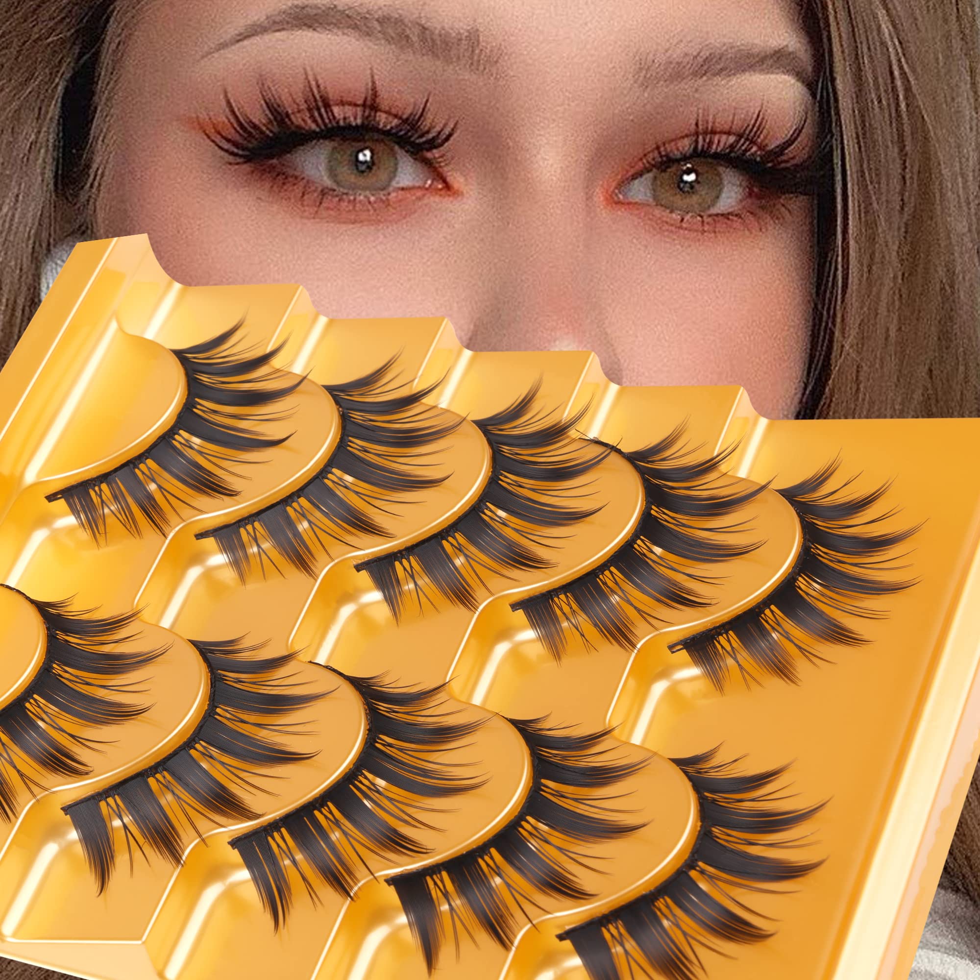 Manga Lashes Anime False Eyelashes Anime Spiky Fake Lashes Natural Wispy Doll Eye Lashes 5 Pairs Cosplay Mink Eyelashes Pack by wtvane