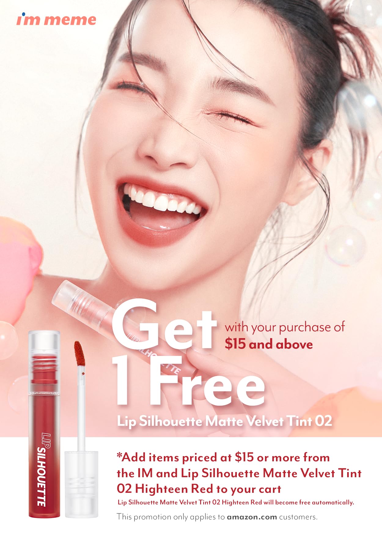 I'M MEME Multi-use Lip and Cheek Tint - Pep! Balm | Wtih Shea Butter, Gift, Liquid Blush and Lip Paint, Travel-Friendly, 003 Pause, 0.52 Oz