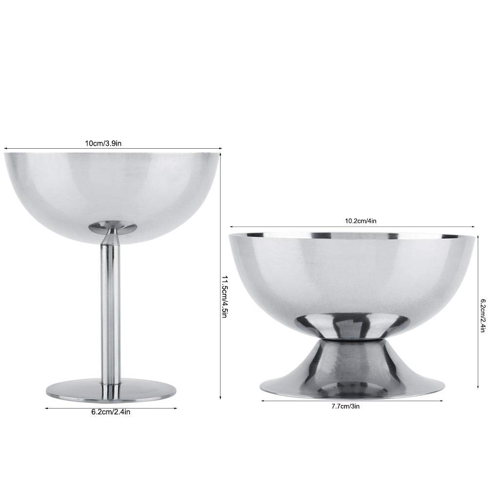 Ice Cream Cups Dessert Dish Stainless Steel Sundae Bowls for Salad Fruit Pudding(Tall)
