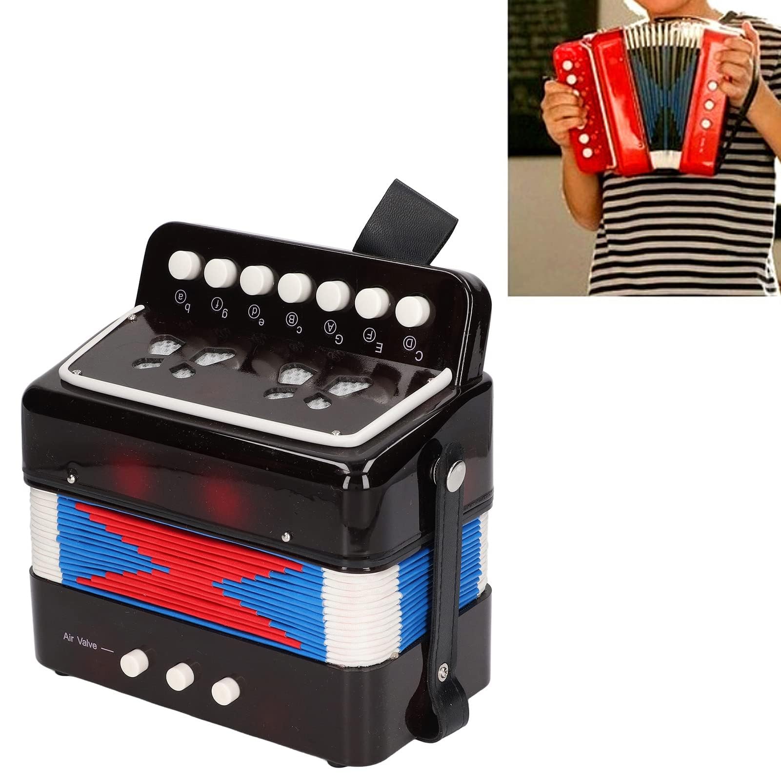 Kids Accordion, 10 Keys Solos Ensemble Children Musical Instrument Educational Toy for Gift (Black)