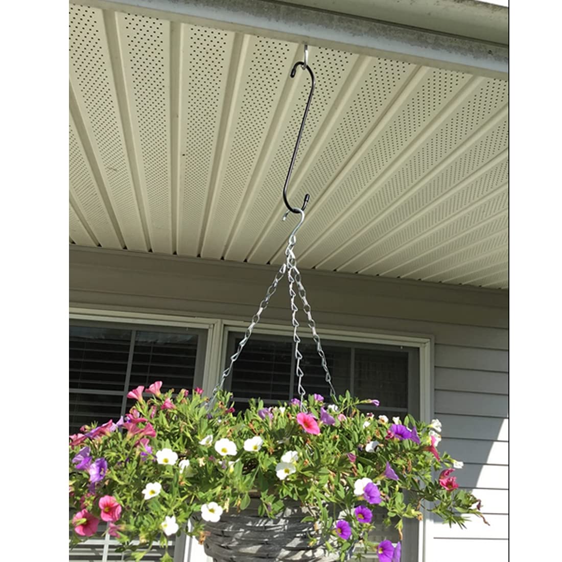 LRUUIDDE Extra Large Plant S Hooks (6 Pack 10 inch) Rust Resistan Heavy Duty Long S Hooks for Hanging Plant,Tree Branch,Bird Feeder, Pans Closet Garden Pergola Indoor Outdoor Large Hooks (Black)