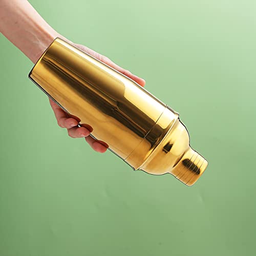 Kyraton Gold Cocktail Shaker, Professional Grade Martini Shaker, Titanium Golden Plating Premium Stainless Steel Cocktail Shaker, Bar Accessories for Home Bars 24 oz Total Capacity