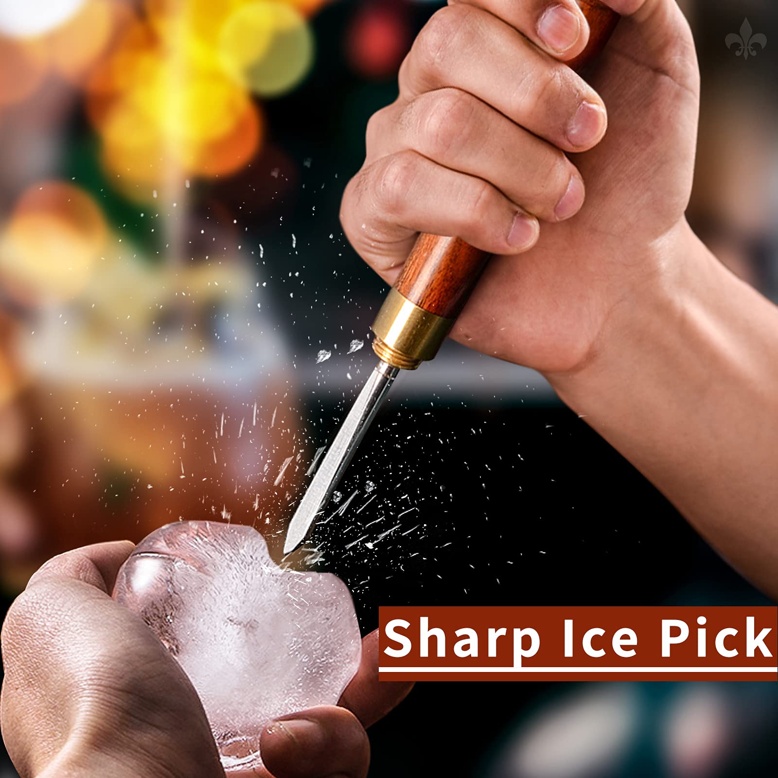 Ice Pick - 17cm / 7" Stainless Steel Ice Chipper with Wood Handle, Japanese Style Ice Crusher ideal for Bars, Bartender. Best Carving Tool (7 inch)