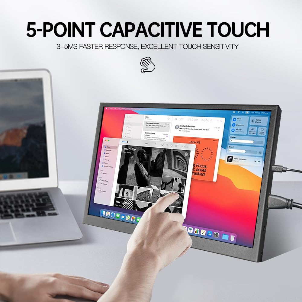 LESOWN 10 inch Monitor Touchscreen Small HDMI Portable Display 1024x600 IPS Computer 10.1 inch Secondary Screen Mini Monitors for Windows Mac Laptop PC