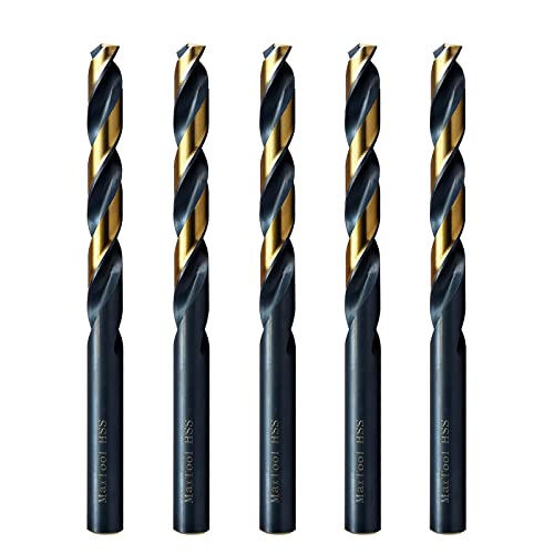 MAXTOOL Letter F 5pcs Identical Jobber Length Drills Dia 0.257" HSS M2 Twist Drill Bits Fully Ground Black-Bronze Straight Shank Drills; JBL02H10RFP5