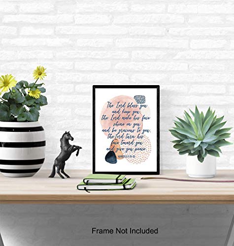 May the Lord Bless You and Keep You - Positive Inspirational Uplifting Religious Bible Study Wall Decor - Motivational Quote Scripture Verse Wall Art - Christian Encouragement Gifts - Aaronic Blessing