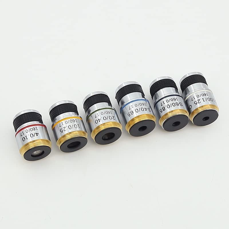 Microscope Accessories kit Slide Preparation camer 4X 10X 20X 40X 100X for Biological Microscope 185 Achromatic Objective Lens Microscope Accessories (Color : 20X)