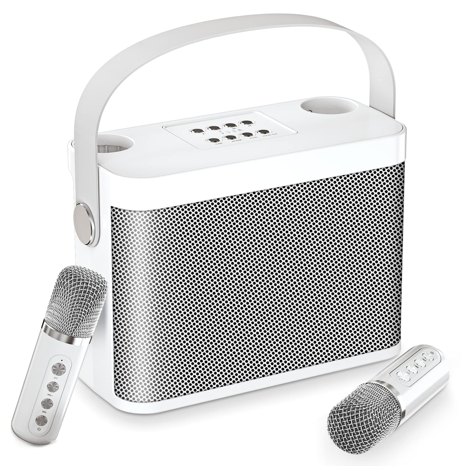 Karaoke Machine with 2 Wireless Microphones for Adults/Kids, 2023 Upgraded PA Speaker System, Singing Machine with Echo and Vocal Cut, Supports TF, AUX-in, for Home Party, Meeting, Wedding