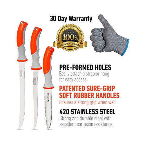 Maxam Wild Fish 6 Piece Fish Fillet Knife Set, Multipurpose Set Ideal for Cleaning Fish and Many Other Kitchen Tasks