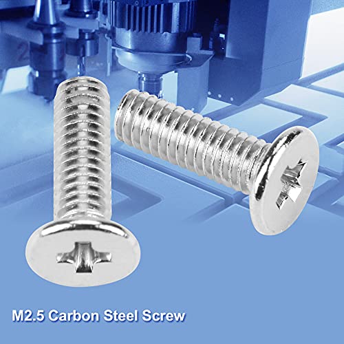 M2.5 Screws Laptop Screws Computer Screws Assortment Kit 100pcs M2.5 Carbon Steel Machine Screw Flat Head Screws Machinery Repair Parts(M2.5 * 12 * 5)