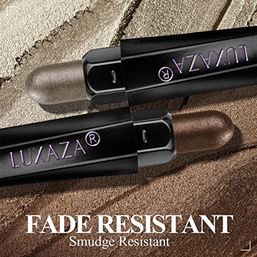 LUXAZA Brown Eyeshadow And Eyeliner Pen Set, Shimmer Neutral Cream Crayon,Waterproof Long Lasting Eye Highlighter Stick,Eye Brightener Stick Makeup Set, 6PCS