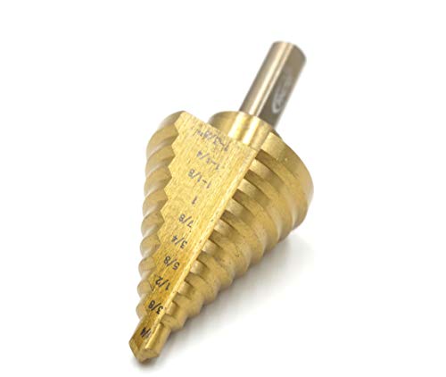 Innetoc 3/8" Shank Titanium Step Drill Bit, 1/4' to 1-3/8' in 1/8' Increments with SafePlastic Case|10 Steps