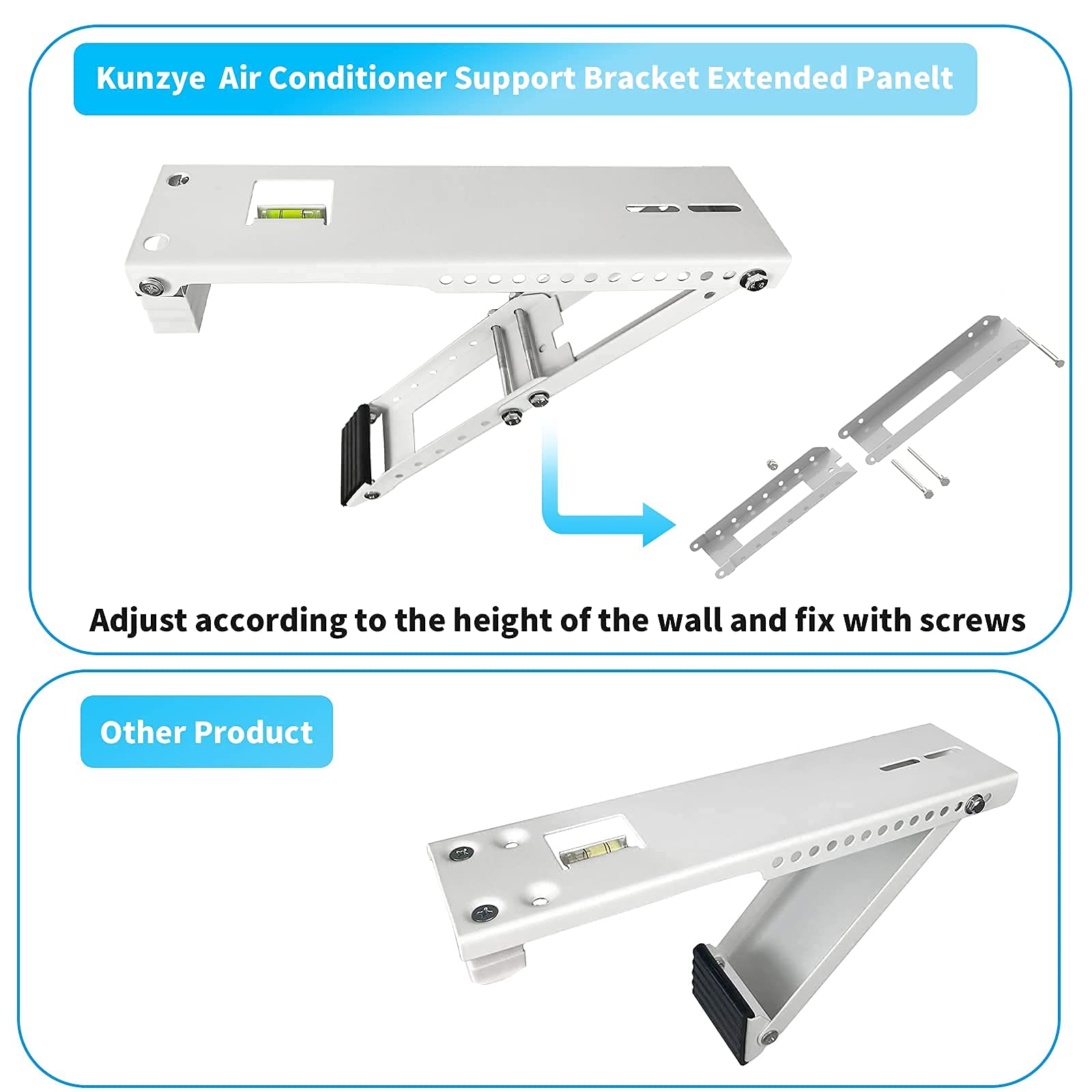 Kunzye Window Air Conditioner Support Bracket Light Duty, Up to 85 lbs, Fits for 5,000-12,000 btu