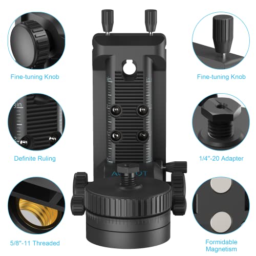 Laser Level Wall Mount Fine-tuning Bracket - ACTBOT Laser Level Line Tool Adapter 360° Magnetic Pivoting Base Tile Floor Multi-Line Point Laser L-Bracket Holder Universal 1/4" Tripod Mountable Stand