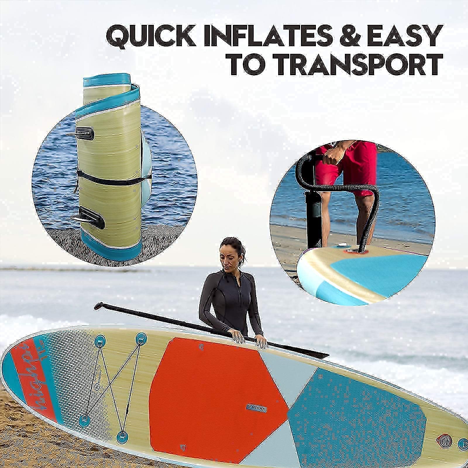 Highpi Inflatable Stand Up Paddle Board SUP with Accessories Backpack Anti-Slip Deck, Leash, Paddle and Hand Pump, Surf Paddle Boards for Youth & Adult