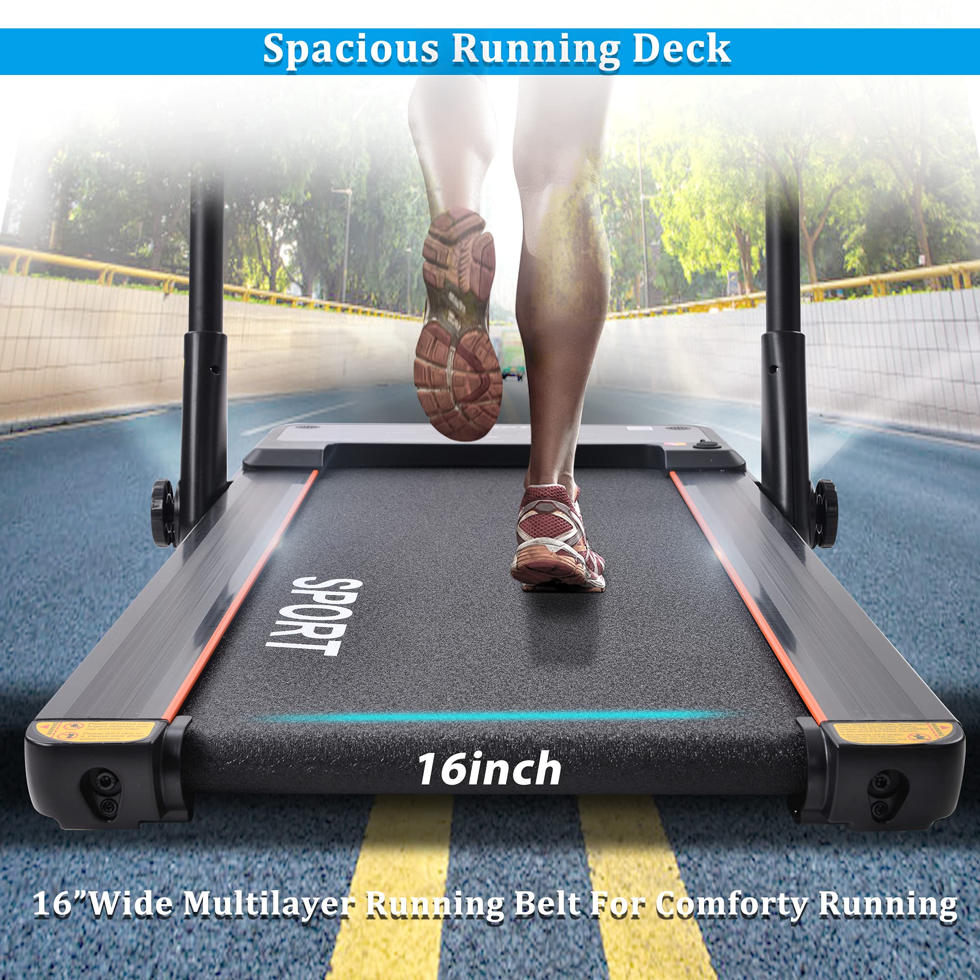 Home Folding Walking Running Treadmill,JULYFOX 2.5 hp Electric Motorized Quiet Under Desk Walking Machine 2 in 1 Ultra Slim Home Exercise Machine Black