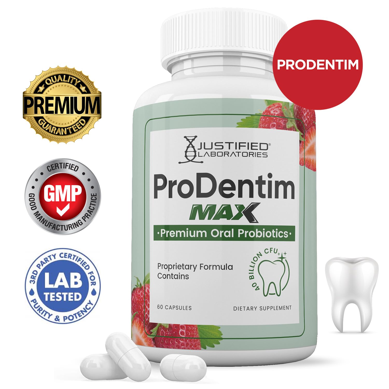 Justified Laboratories (10 Pack) Prodentim Max 40 Billion CFU Oral Probiotic Supports Strong Healthy Gums Teeth Bad Breath 600 Capsules