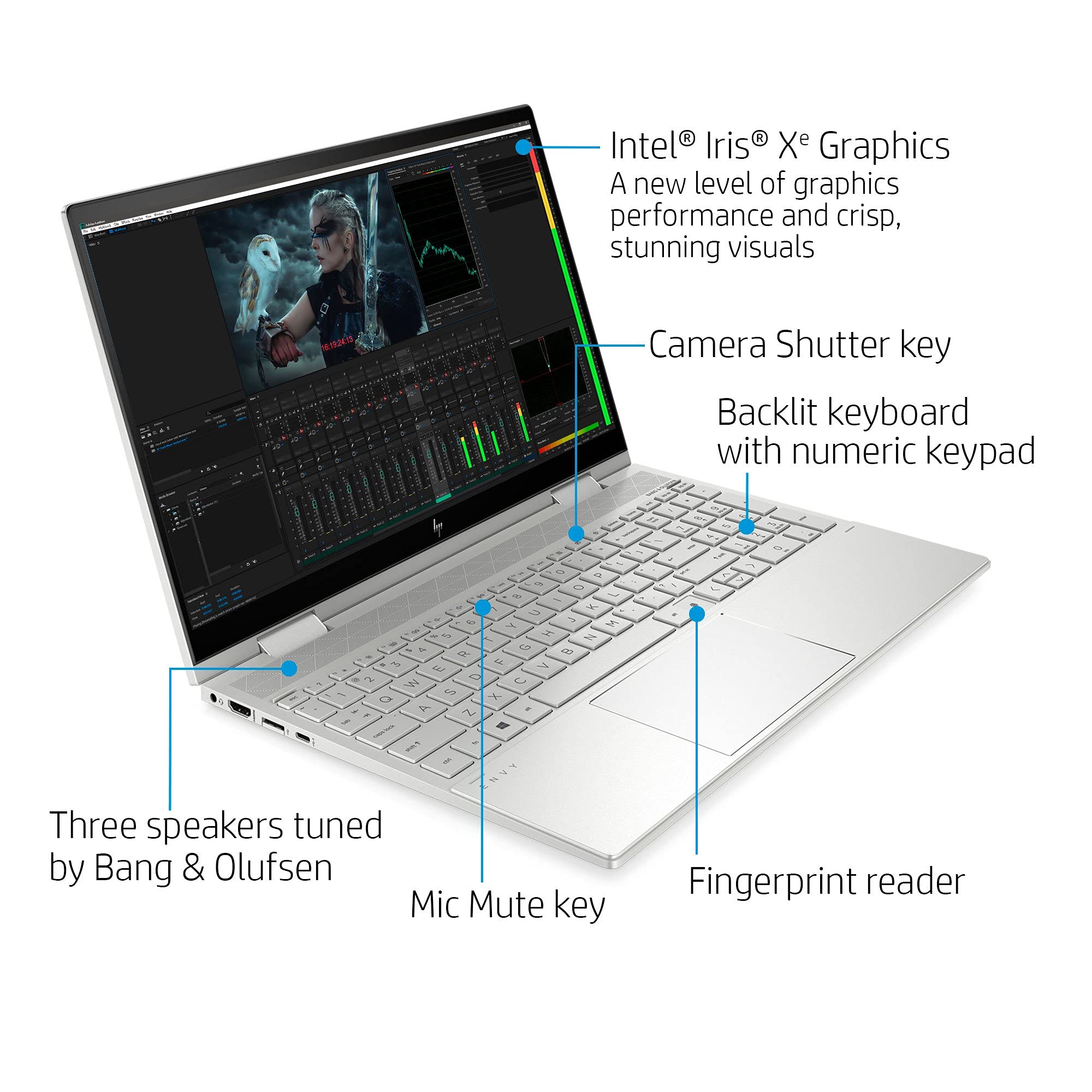 HP Newest Envy x360 Convert 15.6" FHD IPS Touchscreen Premium 2-in-1 Laptop, 11th Gen Intel Quad-Core i5-1135G7, 64GB RAM, 1TB PCIe SSD, Backlit Keyboard, Fingerprint, Windows 10 Pro + HDMI Cable