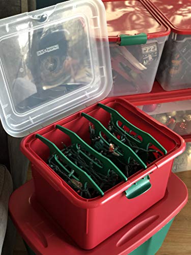 HOMZ 7875RBGLDC.02 Light Organizer Holiday Plastic Storage Container, 2 Pack, Red and Green, 2 Sets