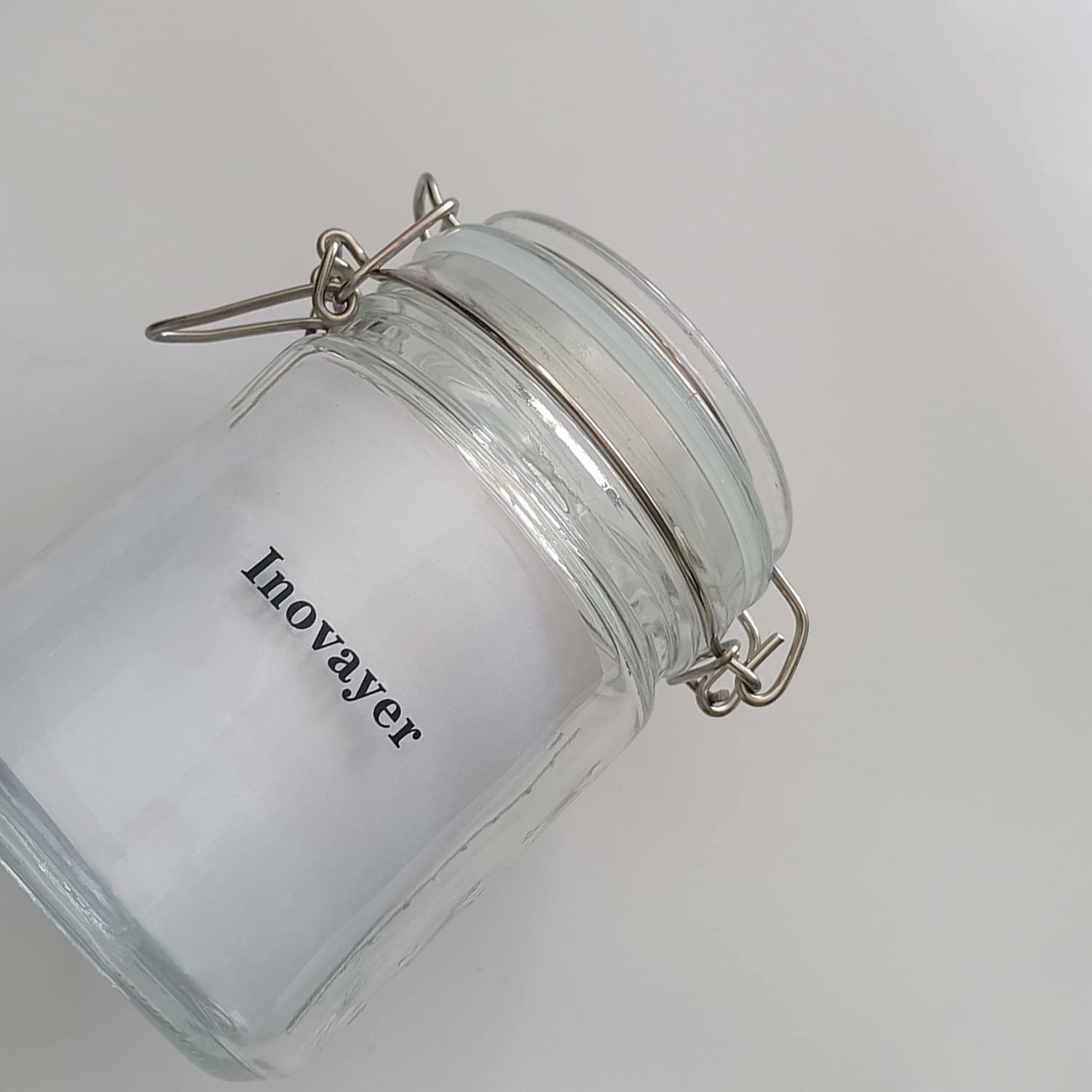 Inovayer- Glass storage jars, 1PCS Food Storage Canister for Kitchen & Pantry Organization and Storage, Square Mason Jar Containers for Storing Sugar