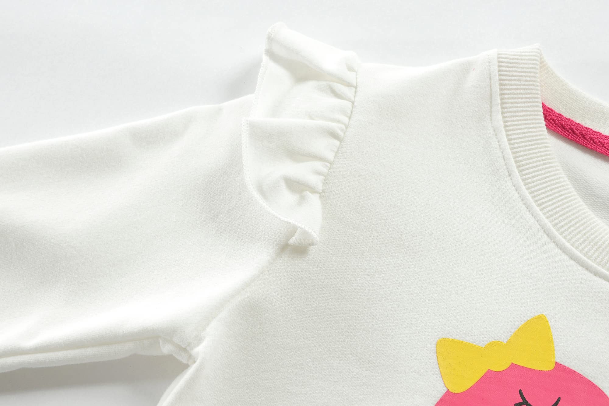 Little Hand Toddler Girls Shirts Dinosaur Heart Shirts Long Sleeve Ruffle Toddler Pullover White Sweatshirt 5t