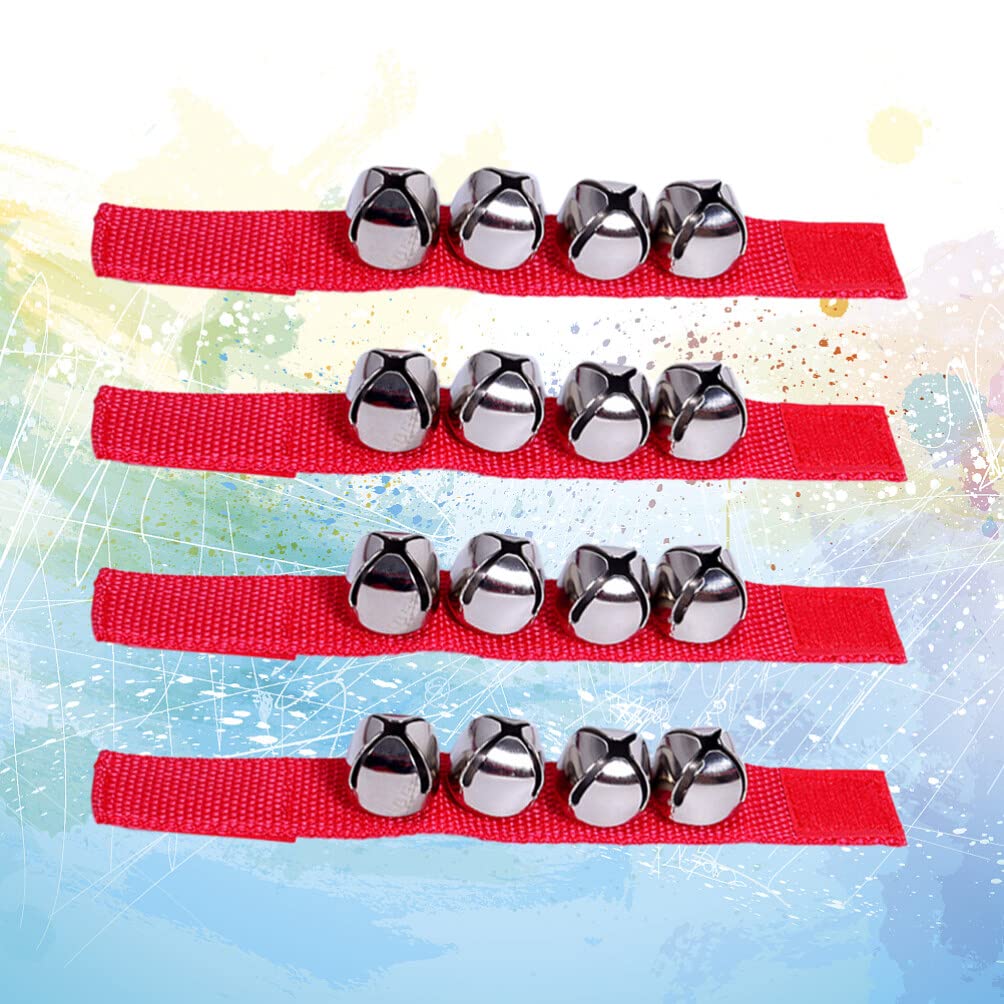ibasenice Cheerleading Wrist Instrument Decorations Red Kids Band Chain Performance Musical Bell Rattle Jingle Adjustable Toys Bells Ankle Rhythm Bracelets Kid Foot Dance Ring Adorable