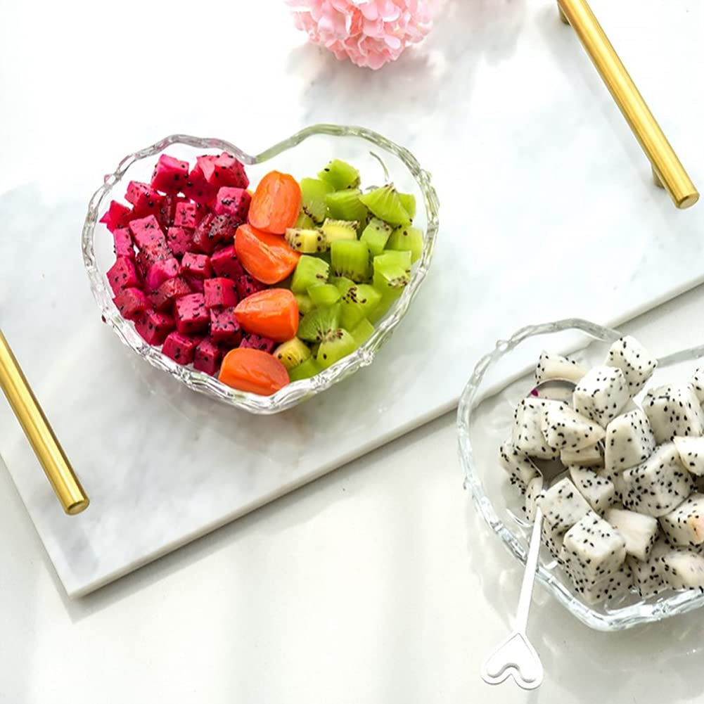 Kelendle 1 PCS Clear Glass Heart Shaped Serving Bowl Fruit Dish Bowl Container Tableware Great for Kitchen Restaurant Cafe Shop Appetizer Dessert Salad Snack Ice Cream