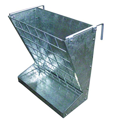 Little Giant Classic Heavy Duty Metal 2 in 1 Goat and Sheep Hay Feeder with Hook Over Design Mounts for Farm Animal and Livestock Feeding
