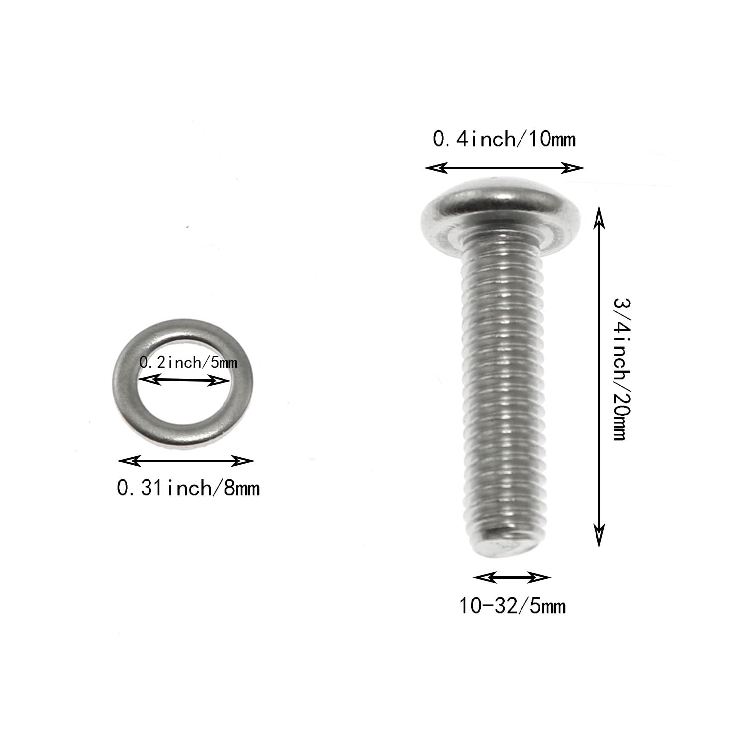 Maxmoral 25PCS Standard Size 10/32 Rack Screws with Washers, Rack Mount Screws Rack Server Screws Rack Rail Screw or Routers Cabinet Installation Enclosure, 3/4 Inch