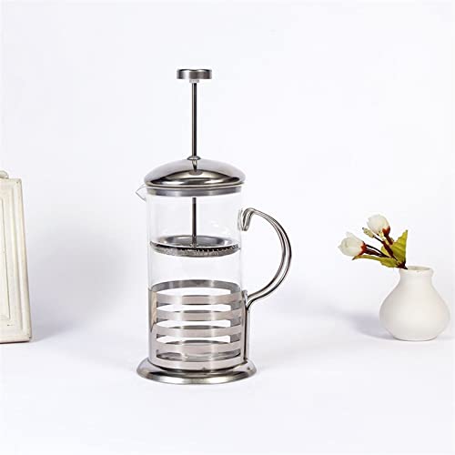MBNVBNM Coffee Pots Manual Coffee Espresso Maker Pot French Coffee Tea Percolator Filter Stainless Steel Glass Teapot Cafetiere Press Plunger 350Ml, Silver