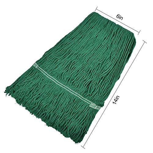 Mop Heads Replacements, 3 Pack Heavy Duty Commercial Cotton String Mops Refills, 14 Inch Wet Mop Headband Looped End String Head Refill for Home Industrial Floor Cleaning, Reusable Dirt Hair Sweeper