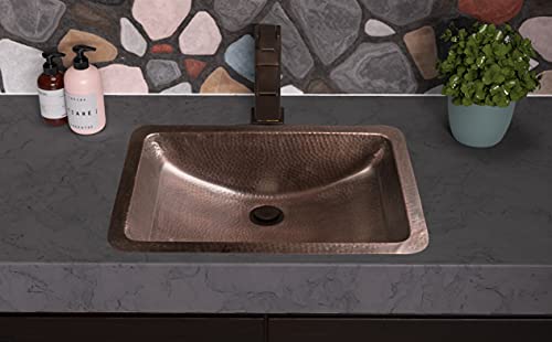 Monarch Abode 17095 Hand Hammered Venetian Dual Mount Bathroom Vanity Sink, 21 Inches, Pure Copper