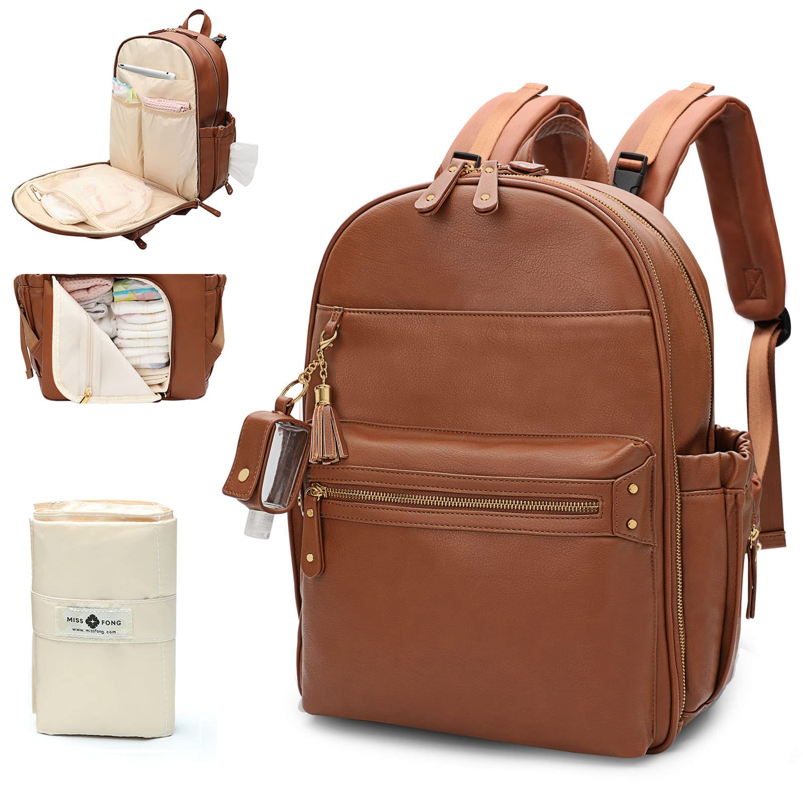 miss fong Diaper Bag Backpack Leather Diaper Bag & Diaper Bag Organizer Pouches Bundle