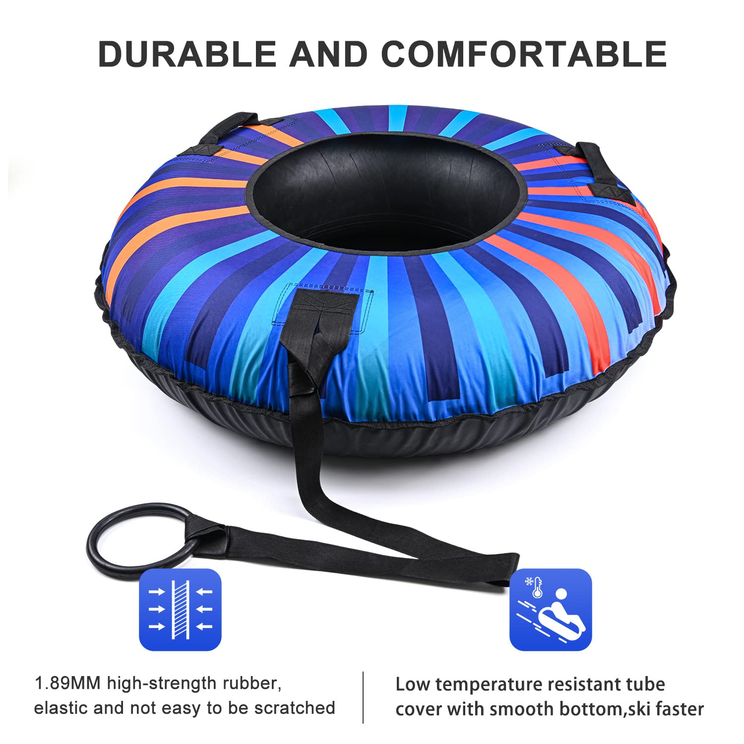 Kuptone Snow Tube Heavy Duty Inflatable 44" Large Snow Sled (Commercial Grade)