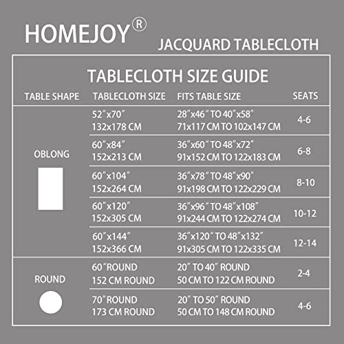 HomeJoy Round Rectangle Table Cloth β Stainproof Waterproof Washable Polyester Oblong Rectangular Tablecloth, Fabric Table Cover for Kitchen Dining Dinner Table (Ivory, 52 X 70 Inch)