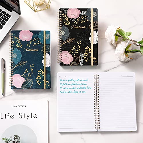Notebook - 3 Pack A5 Ruled Journal Notebook, 8.3”x 6'', 3 x 160 Pages, Journal for Women, College Ruled Notebook, Spiral Notebook with Thick Paper, Pocket, Round Corner, Notebooks for Office & School