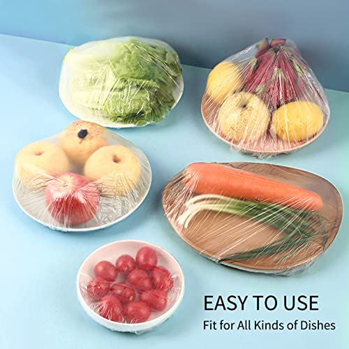 Homelove Fresh Keeping Bags, 200pcs Food Covers, Reusable Elastic Food Storage Covers, Plastic Sealing Elastic Stretch Adjustable Bowl Lids, Universal Kitchen Wrap Seal Bags for Cover Food