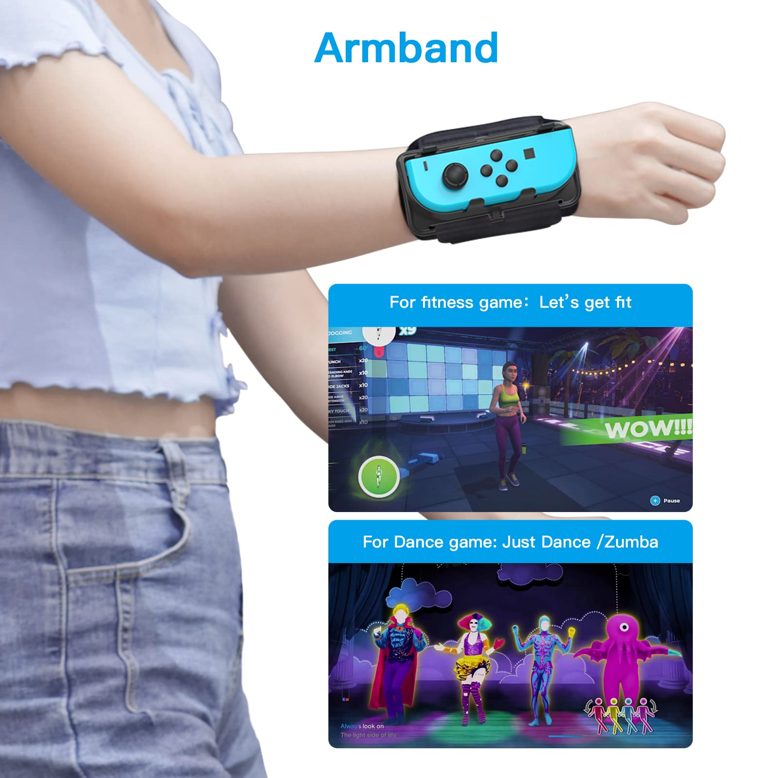 JOYTORN [2 Pack] New Upgrade Just Dance 2022 Wristband and Switch Sports Leg Strap, 2 in 1 Joypad Straps Compatible with Switch/Switch Oled