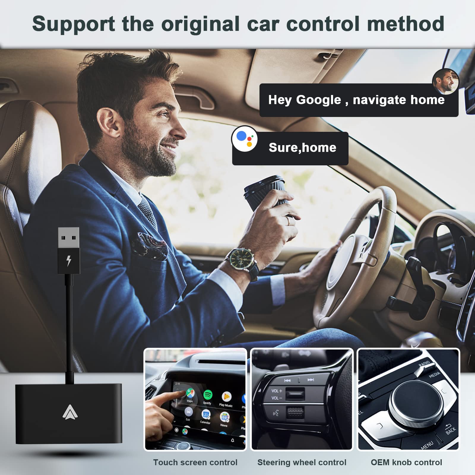 MADIT Wireless Car Adapter for Android Auto - 2022 Upgrade Wired to Wireless Android Auto Dongle -@Plug & Play